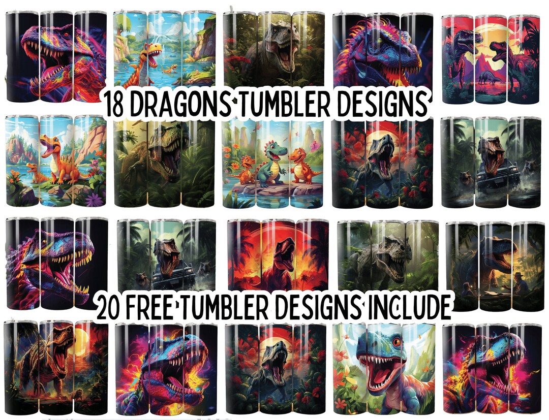 3D Dragon 20oz Tumbler Wrap PNG Design,3d Skinny Sublimation Wrap ...