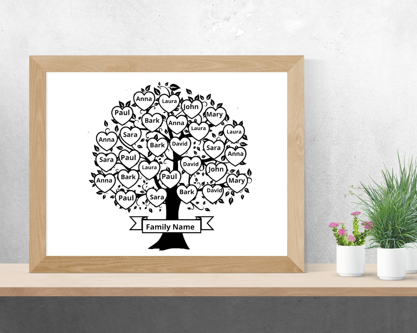 Family Tree Svg 28 Members Tree Split Monogram Family Heart | Etsy