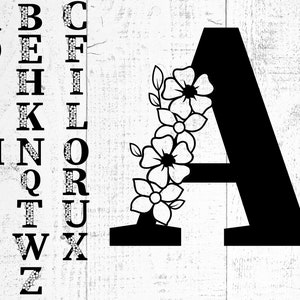 Floral Book & Alphabet Svg Bundle, Floral Wedding Alphabet Svg, Book ...