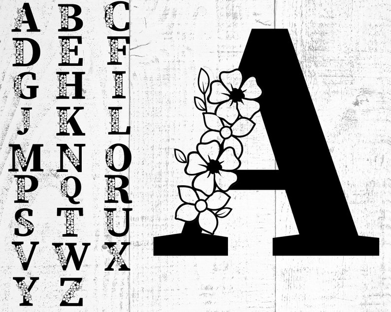 Floral Book & Alphabet Svg Bundle Floral Wedding Alphabet - Etsy