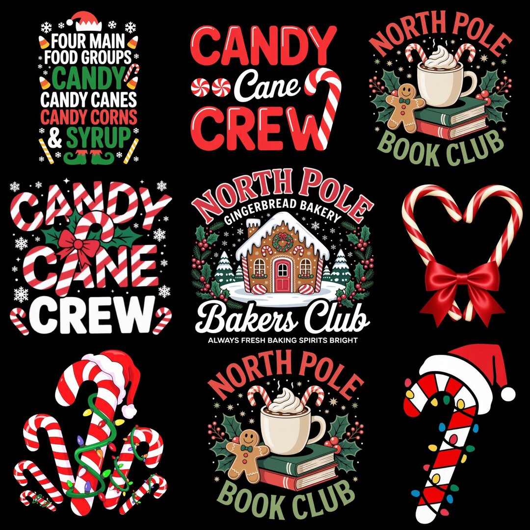 Candy Cane Crew Christmas 2025 Png Bundle, Retro Christmas Png, Candy ...