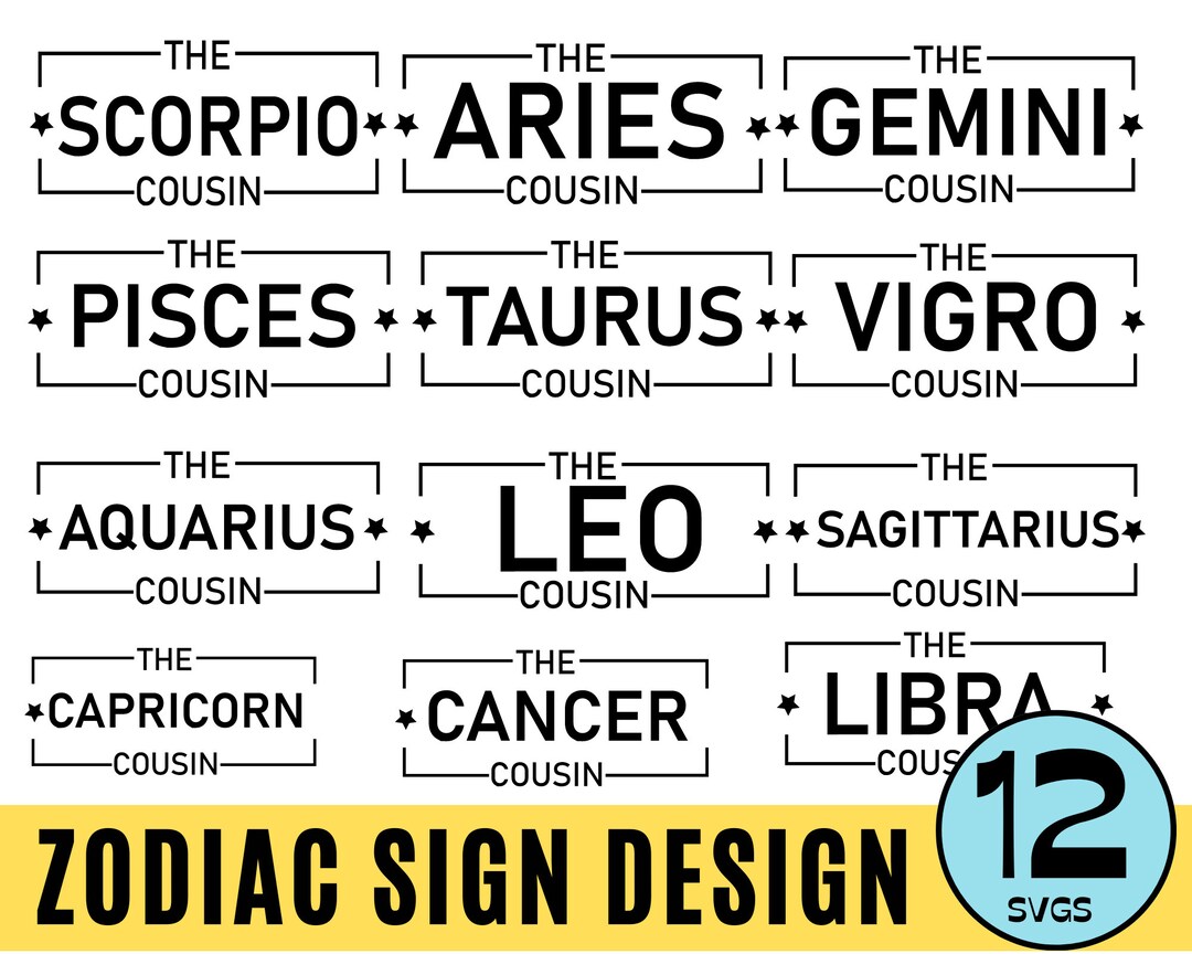12 Zodiac Signs SVG Bundle, Zodiac Symbols Svg, Zodiac Nutrition Facts ...