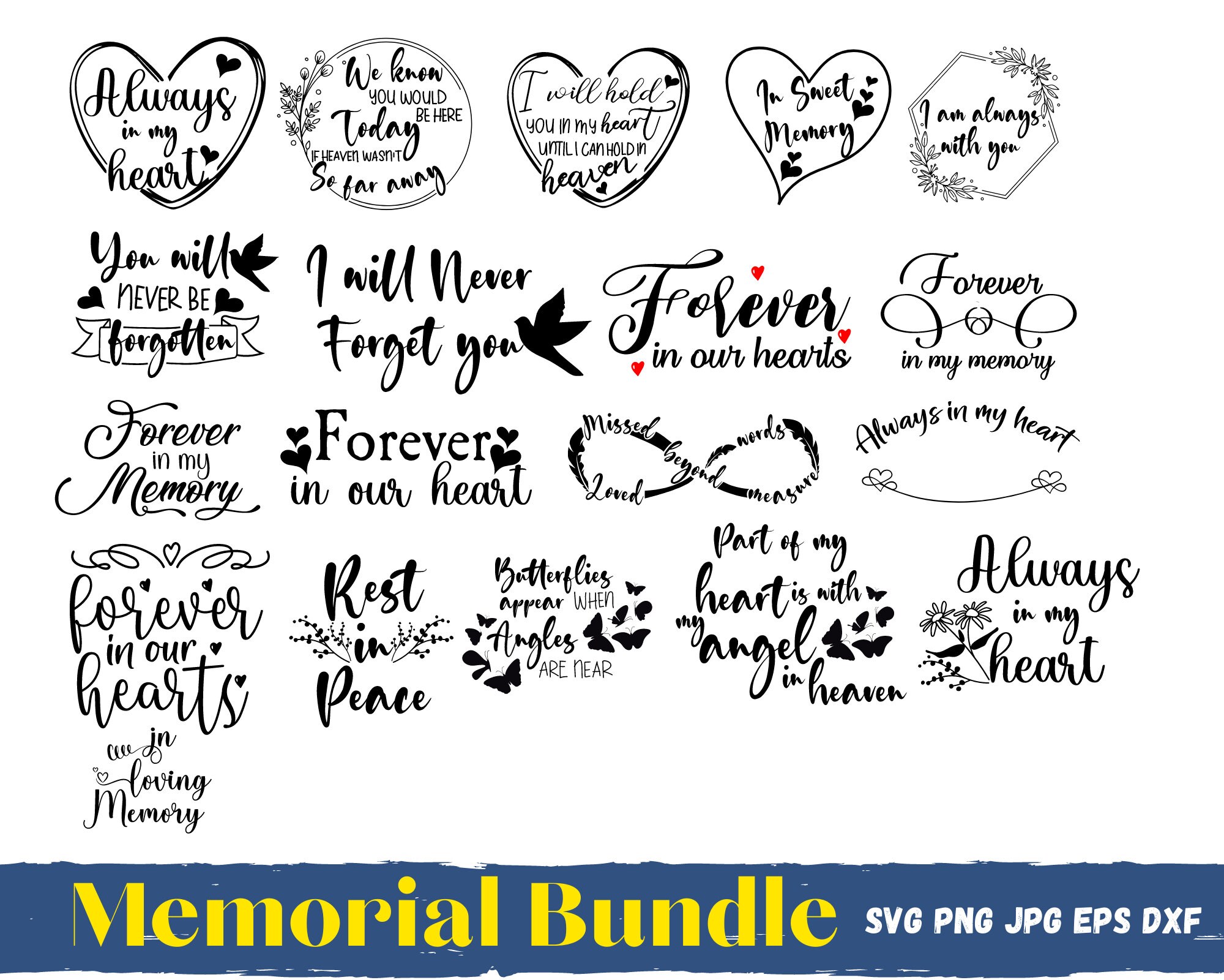 Memorial Svg Bundle in Loving Memory Svg Remembrance in - Etsy