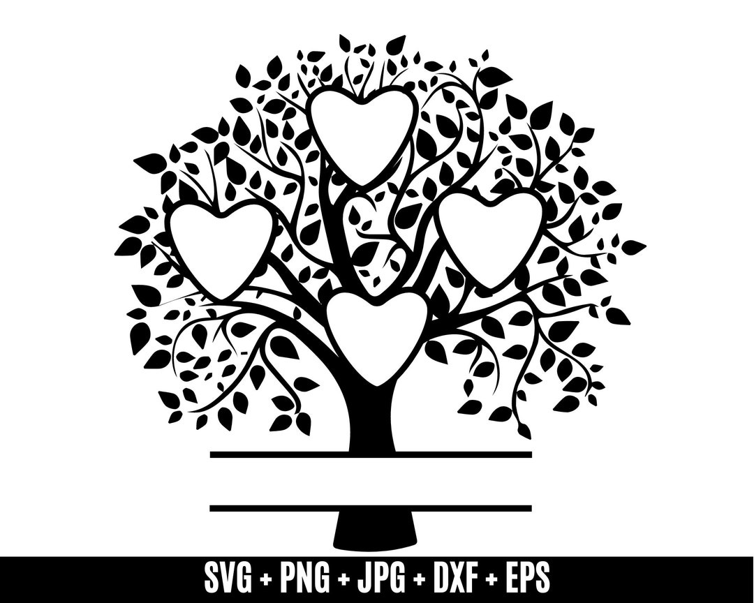 Family Tree Svg 4 Membesrs, Tree of Life Svg, Family Reunion Svg ...