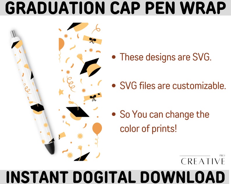 Glitter Pen Wraps Svg, Graduation Cap Pen Wrap, Window Epoxy Glitter ...