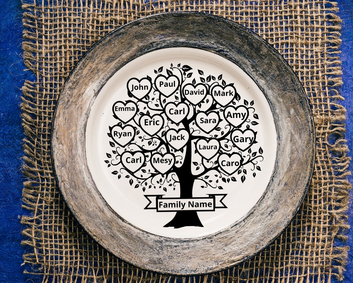 Family Tree Svg 16 Members Tree Split Monogram Family Heart - Etsy