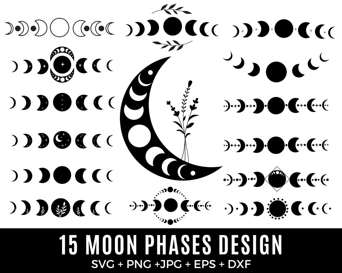 15 Moon Phase Svg Bundle Mystic Celestial Svg Its Just a - Etsy