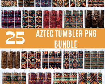 25 Aztec Tumbler Wrap PNG Bundle, Aztec Pattern Png, 20oz Skinny ...