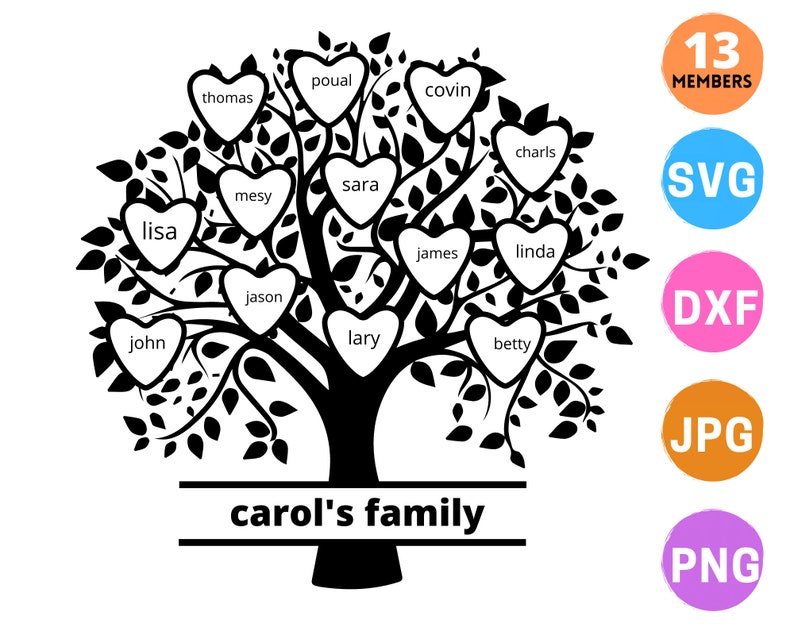 Family Tree Svg 13 Members Family Reunion Svg Custom Family - Etsy