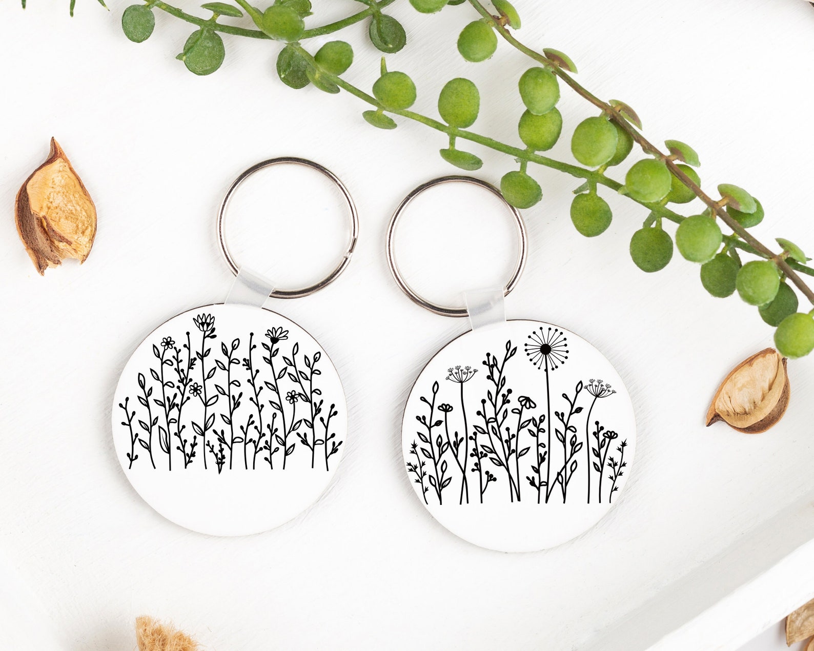 Floral Keychain SVG Bundle, Key Ring Svg, Keychain Pattern Svg, Round ...