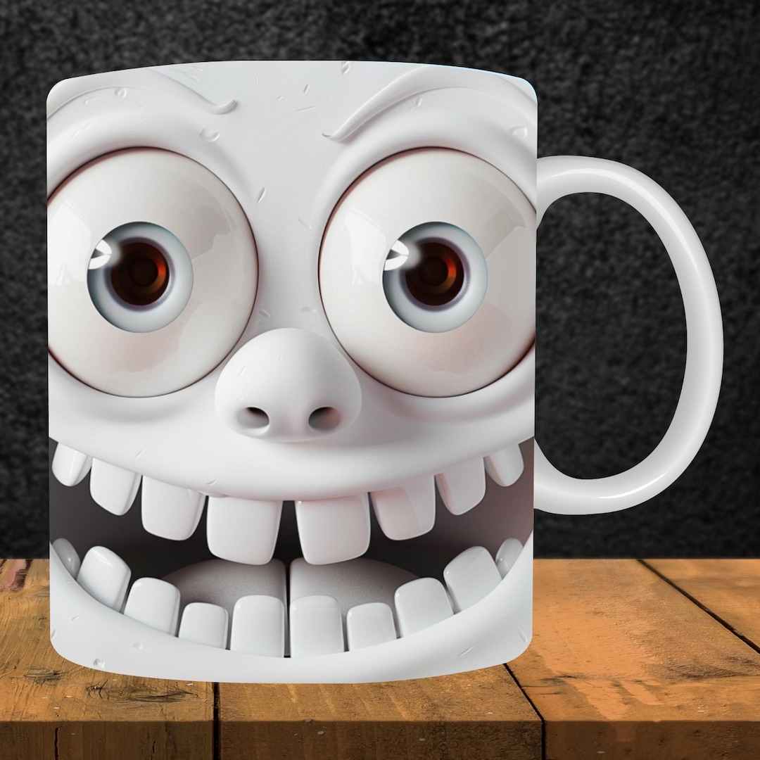 3D Funny Faces Mug Wrap, 11 Oz & 15 Oz Mug Bundle Sublimation, Funny ...