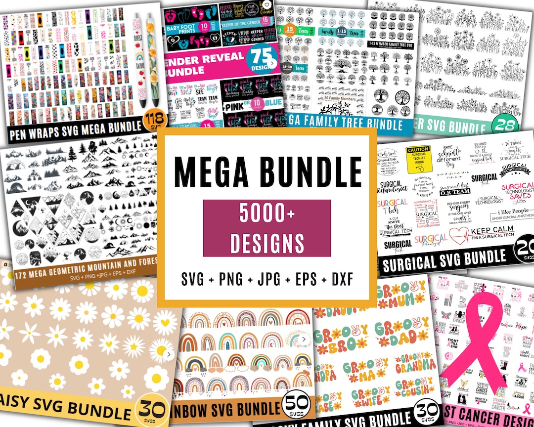 Mega SVG Bundle 5000 + Designs, Whole Shop SVG Bundle, Bundle SVG ...