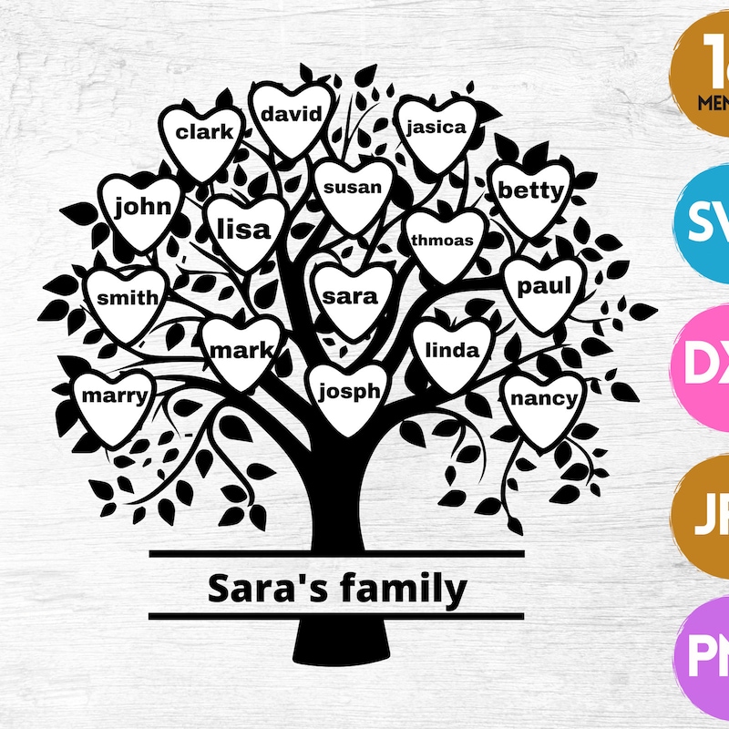 Family Tree Template 6 Members - Etsy