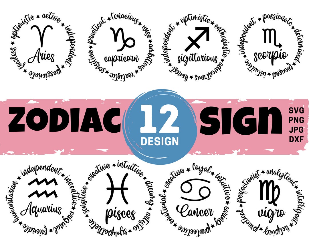 Zodiac Signs Svg Bundle Astrology Signs Svg Star Sign Svg Etsy