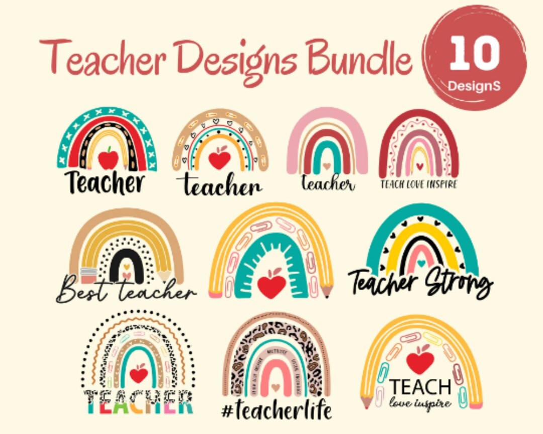Teacher Rainbow Svg Bundle, Teacher Rainbow Png SVG, Teacher Life Svg ...