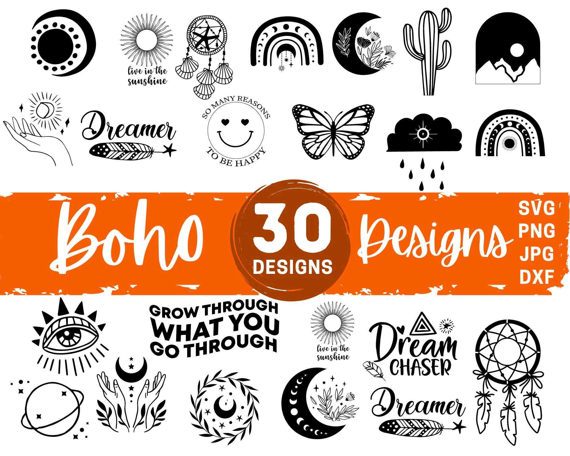 Boho Svg Bundle Hand Drawn Boho Rainbow Svg Boho Svg - Etsy