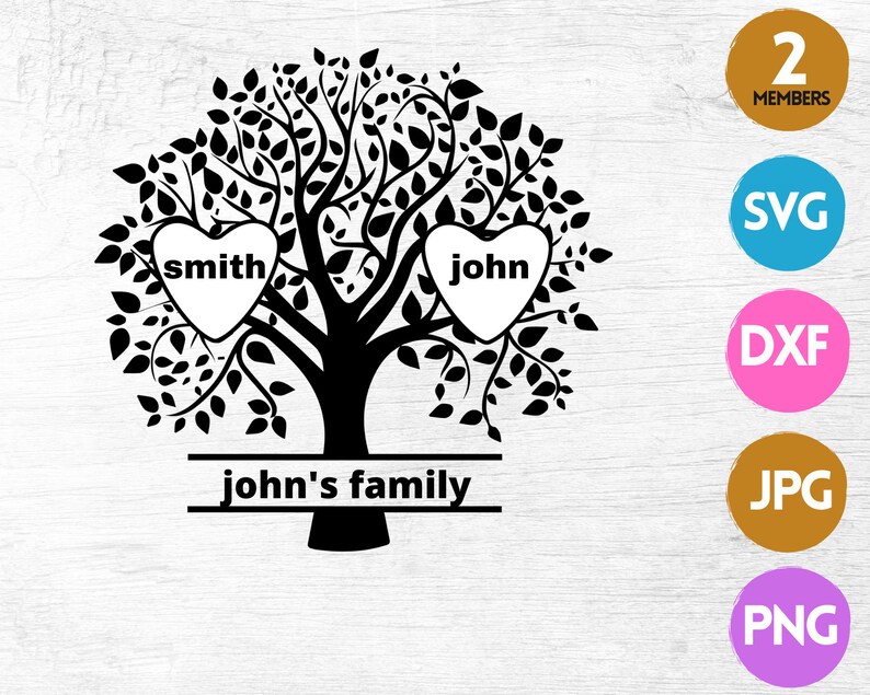 Family Tree Svg 2 Members Family Reunion Svg Custom Family - Etsy