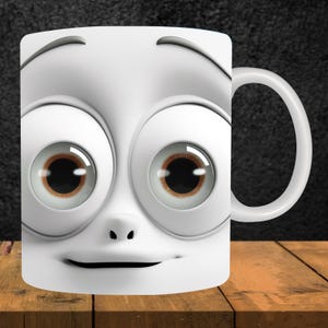3D Funny Faces Mug Wrap Bundle, 11 Oz & 15 Oz Mug Bundle Sublimation ...