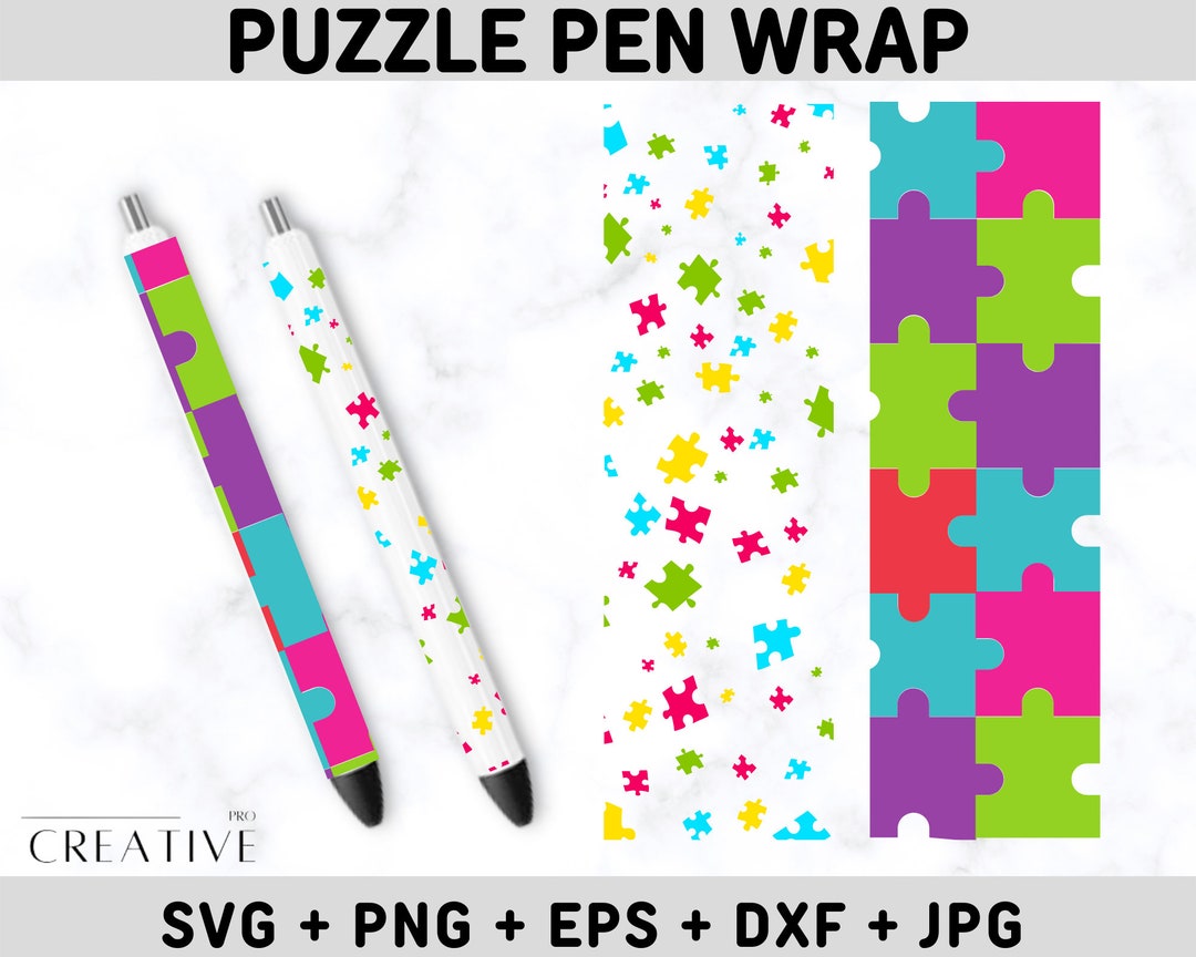 Pen Wrap SVG PNG, Puzzle Pen Wrap Svg, Pen Wrap Pattern, Glitter Pen ...