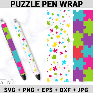 Pen Wrap SVG PNG, Puzzle Pen Wrap Svg, Pen Wrap Pattern, Glitter Pen ...