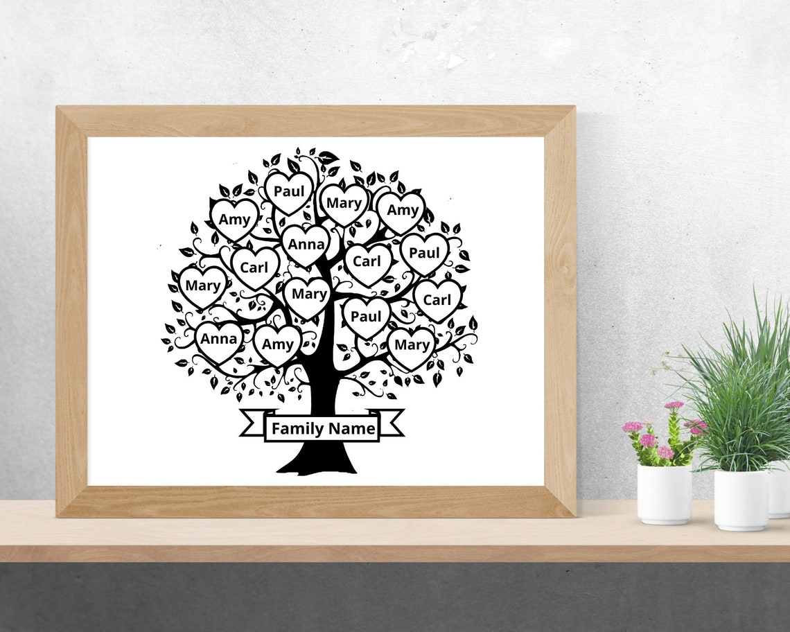 15 People Family Tree Svg, Family Tree Svg 15 Members, 15 Heart Tree ...
