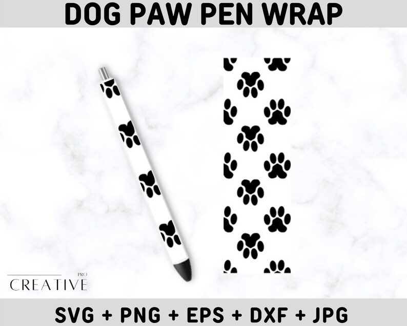 Dog Paw Pen Wrap, Pen Wrap SVG PNG, Pen Wraps Patterns, Glitter Pen ...