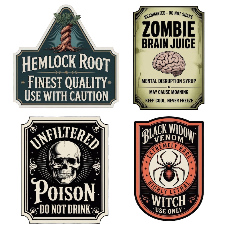 60 Halloween Potion Labels Png Bundle, Printable Witch Potion Bottle ...