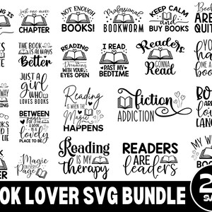 25 Reading SVG Bundle Book Lovers Svg Librarian Svg Book - Etsy