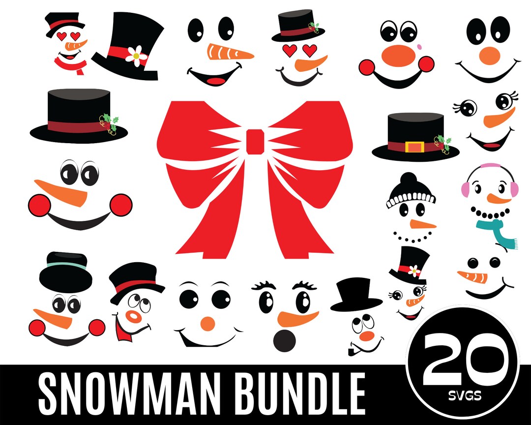 Snowman Faces SVG, Christmas Svg, Snowman Bundle Svg, Snowman Vector ...