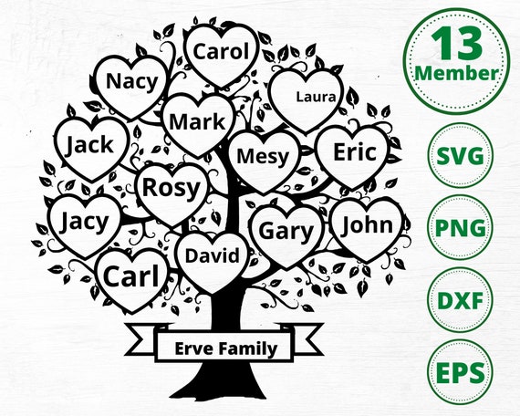 Family Tree Svg 13 Members Family Heart Tree Svg Family - Etsy Canada