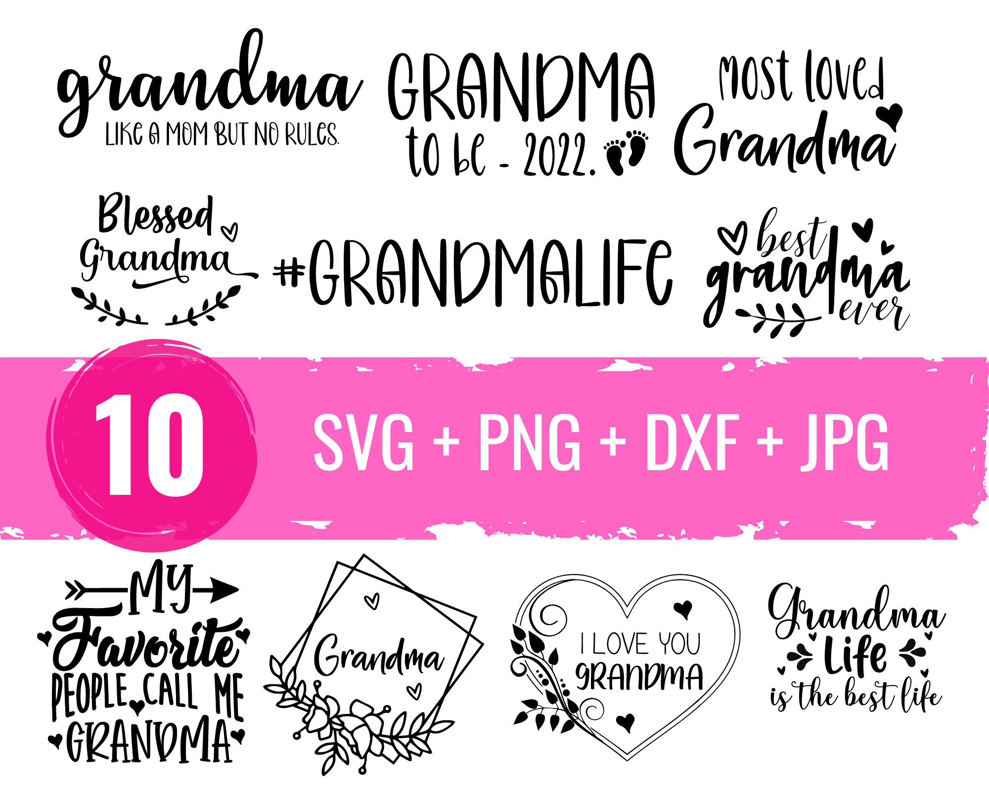 Grandma SVG Bundle Grandmother Svg Granny Svg Split Name | Etsy
