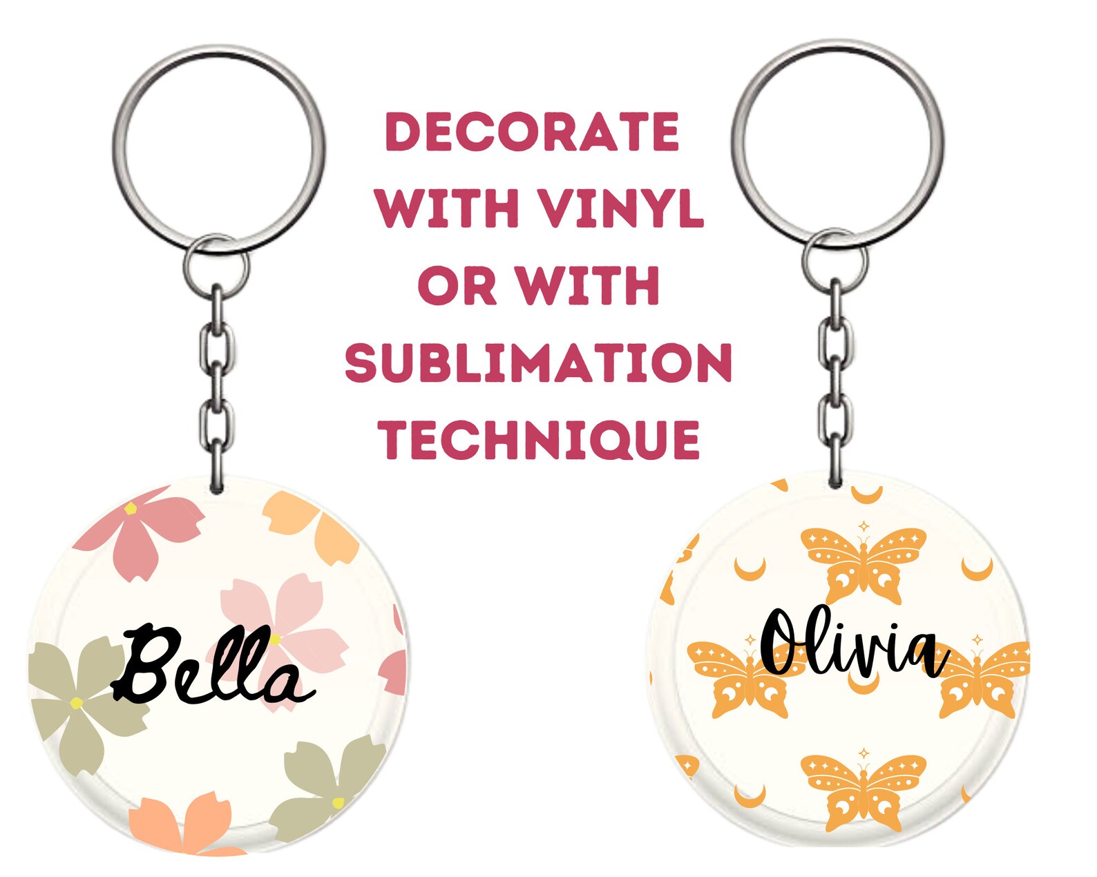 Round Keychain SVG Bundle, Key Ring Svg, Acrylic Keychain Svg, Keychain ...