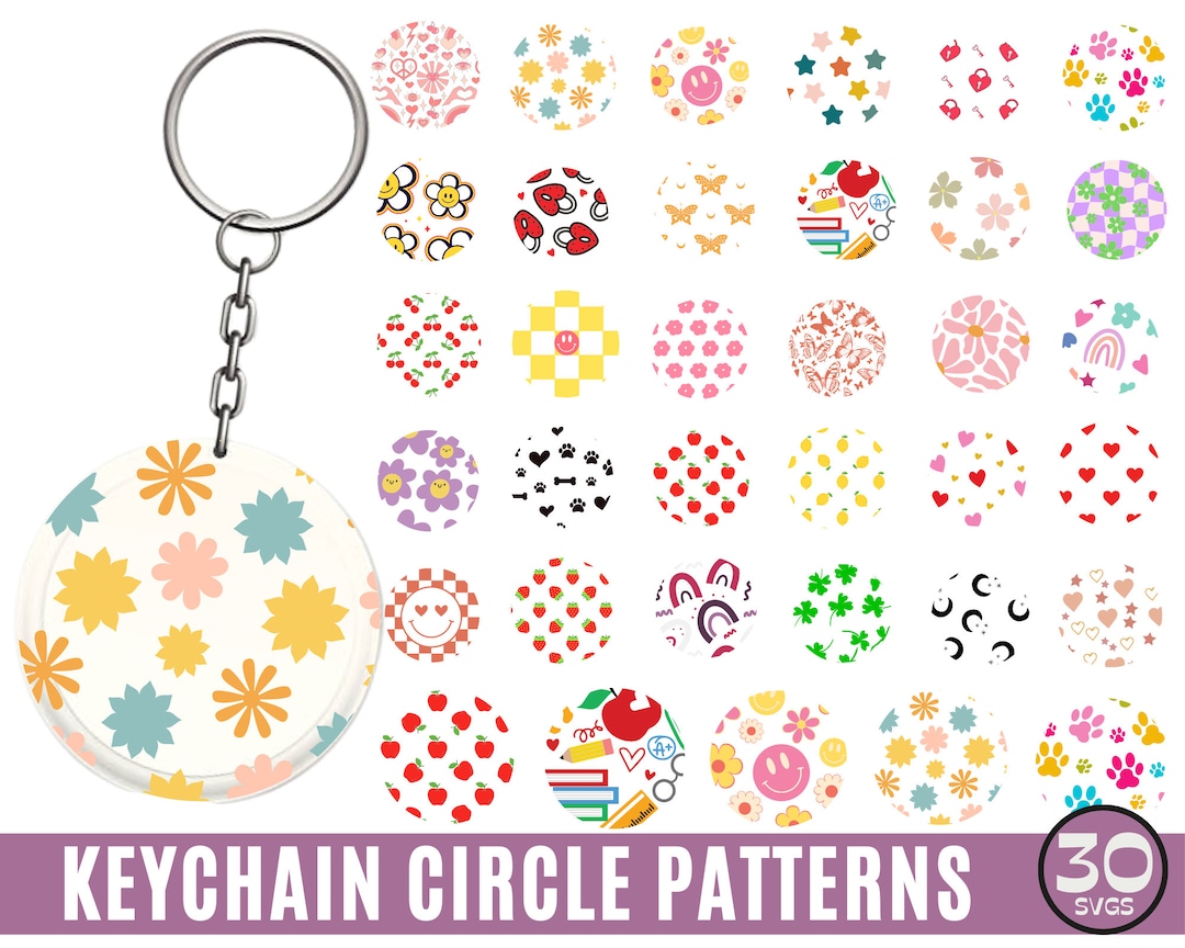 Round Keychain SVG Bundle, Key Ring Svg, Acrylic Keychain Svg, Keychain ...
