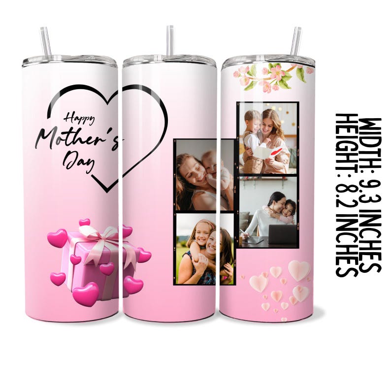 10 Mom Frame Tumbler PNG Bundle, Mother's Day Photo Wraps, Personalized ...