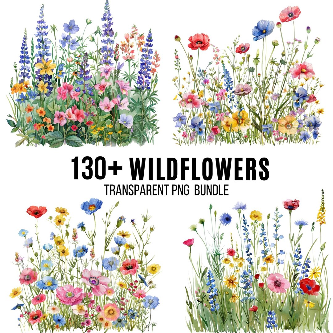 130+ Wildflower Clipart Bundle, Watercolor Flower, Watercolor ...