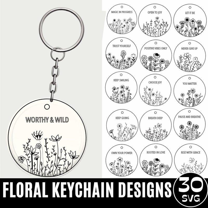 Floral Keychain for Keys - Etsy