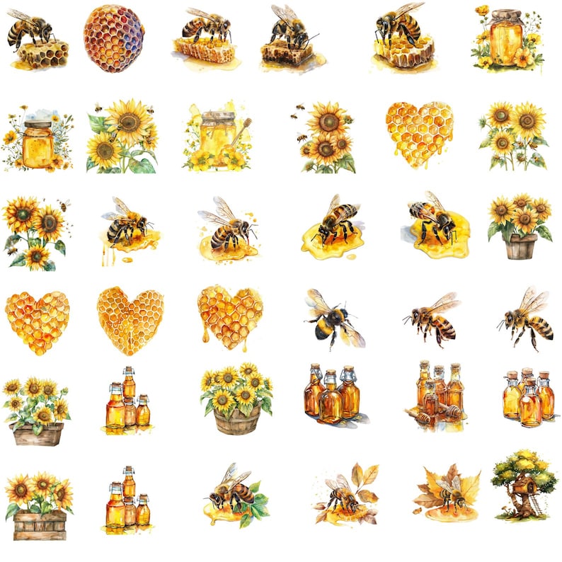 100+ Bees and Honey Clipart Bundle, Honey Bee Png, Cute Bees Clipart ...