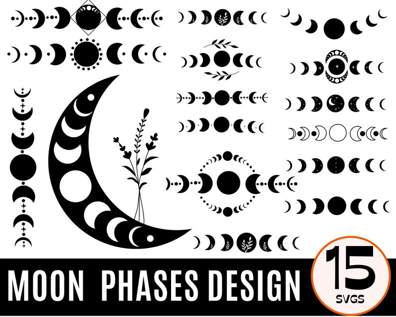 15 Moon Phase Svg Bundle Mystic Celestial Svg Its Just a - Etsy
