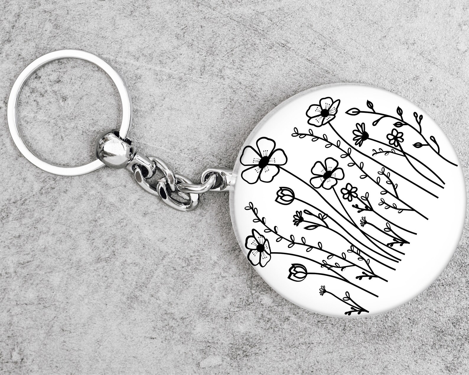 Floral Keychain SVG Bundle, Key Ring Svg, Keychain Pattern Svg, Round ...
