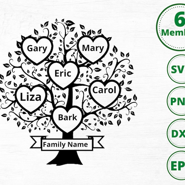 Family Tree Template 6 Members - Etsy