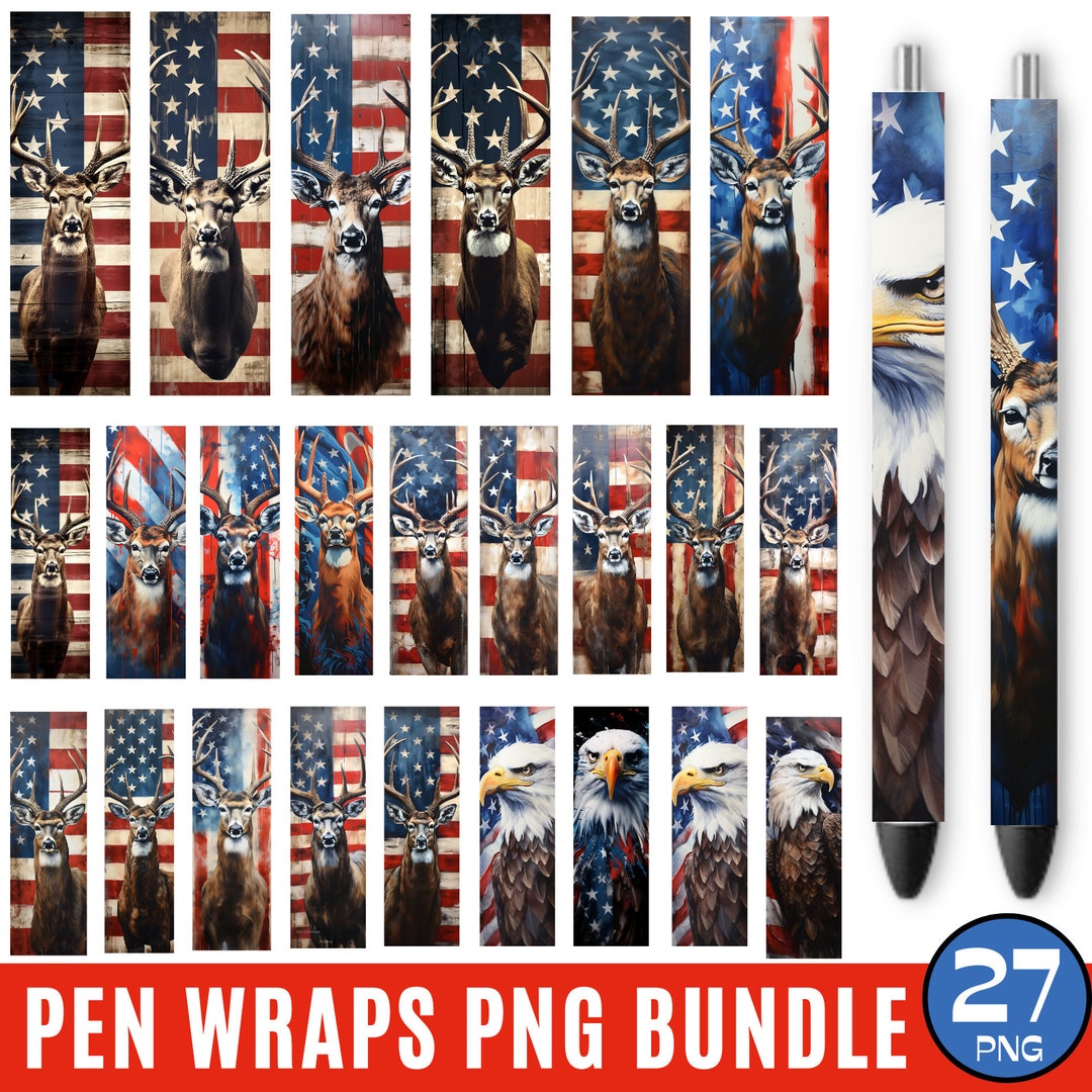Deer PNG Pen Wraps Bundle, American Flag Pen Wraps, 4th July Pen Wrap ...