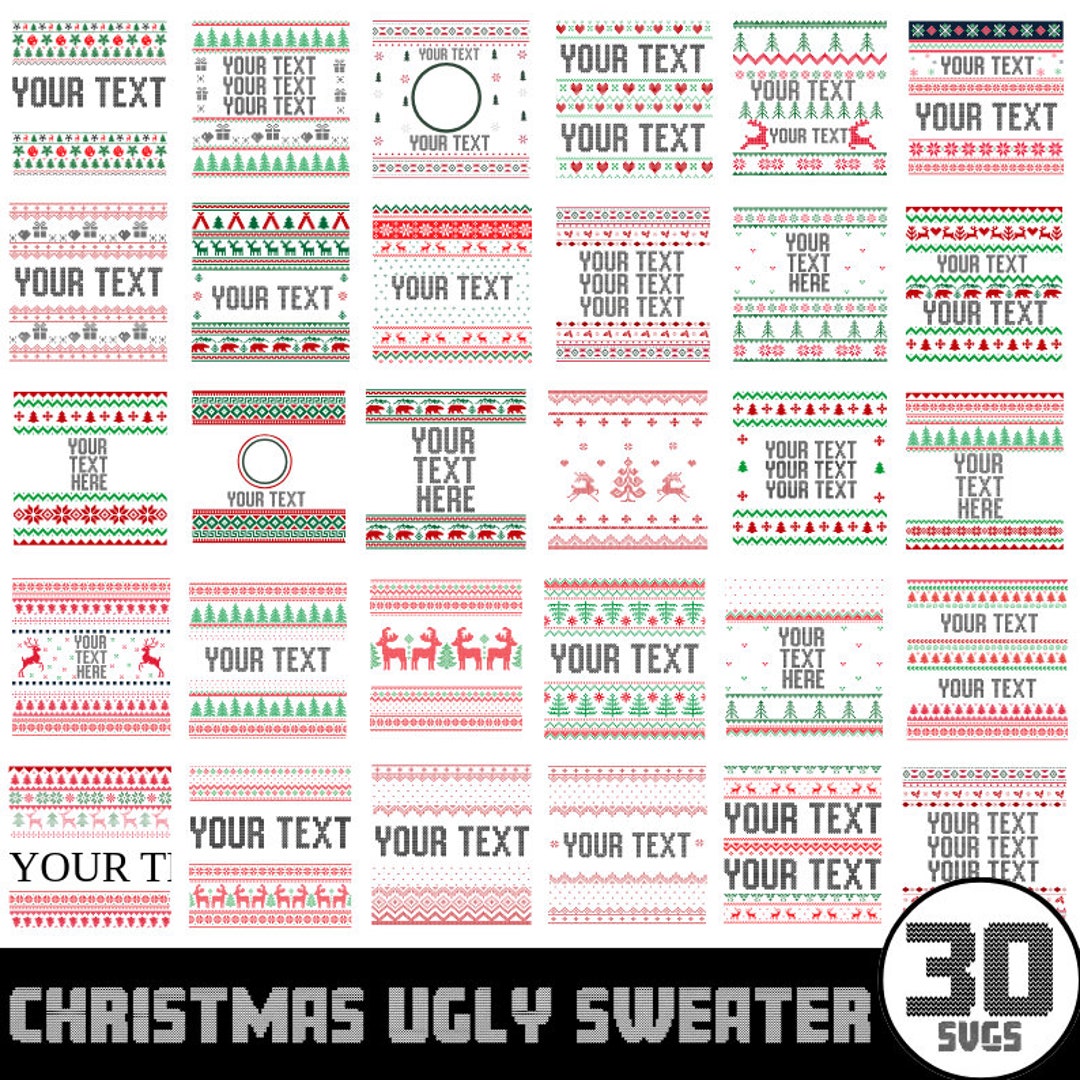 30 Ugly Sweater SVG Bundle, Christmas Ugly Sweater Templates, Ugly ...