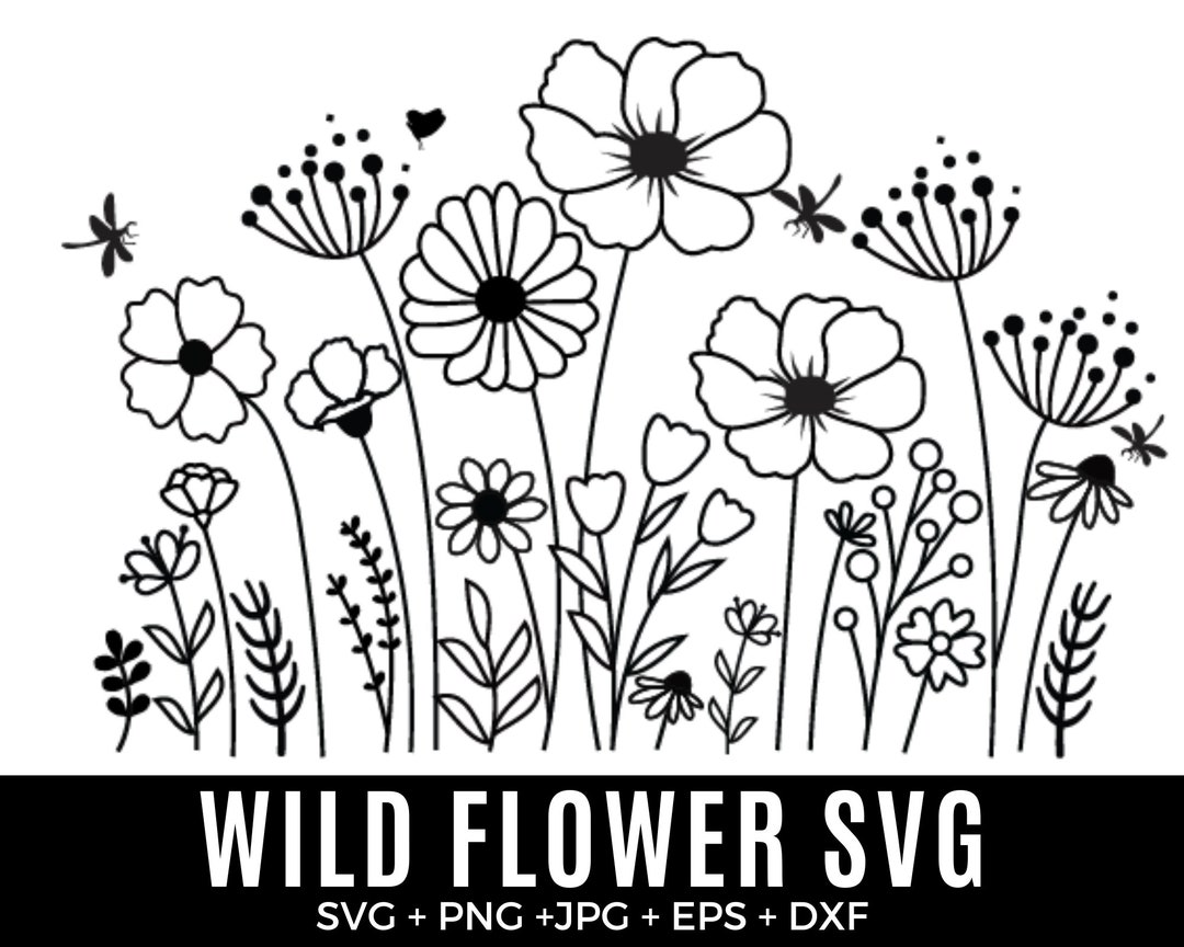 Wildflower Bundle Svg, Flower Meadow Border Svg, Flower Border SVG ...