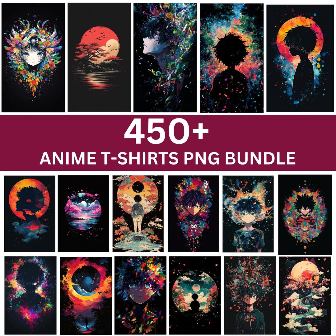450+ Anime T-shirt Designs PNG Bundle, Featuring Artistic Characters ...