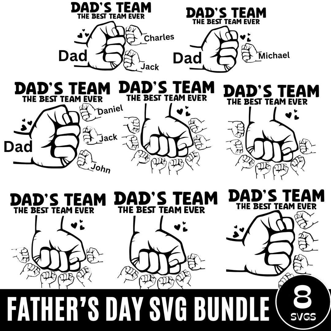 Daddy's Team Best Dad Ever Bundle, 1-8 Fist Bump Father's Day, Daddy ...