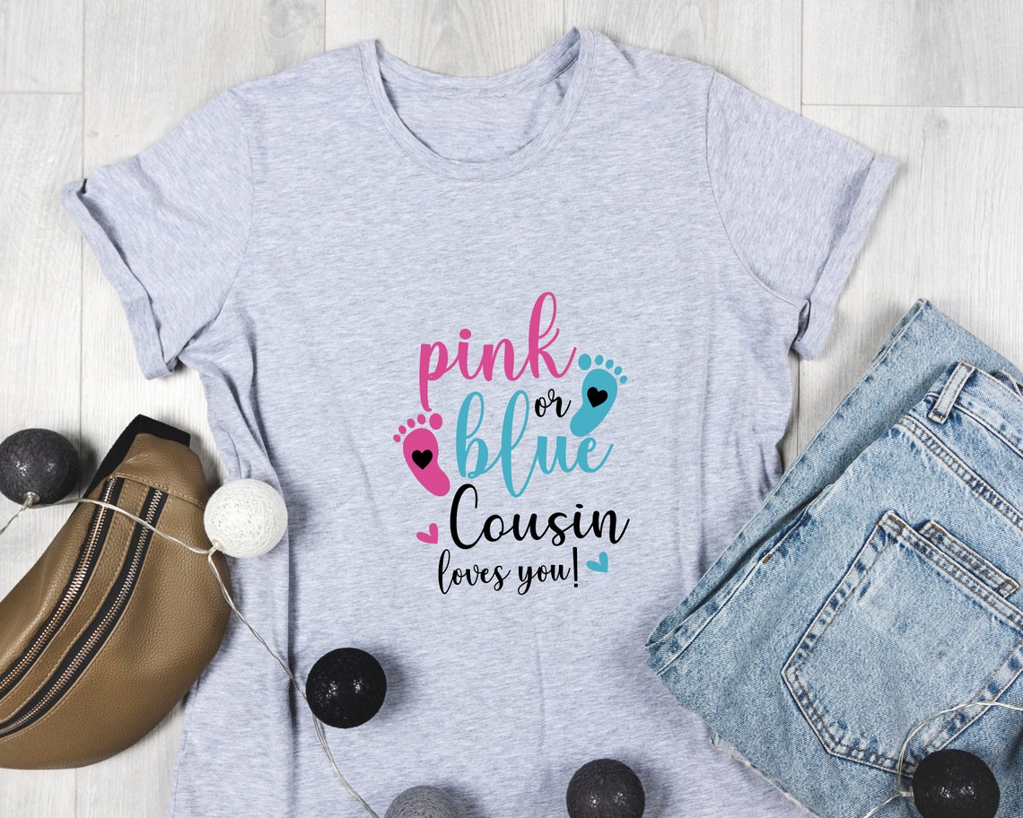 Pink or Blue Cousin Loves You SVG Gender Reveal Svg Baby - Etsy