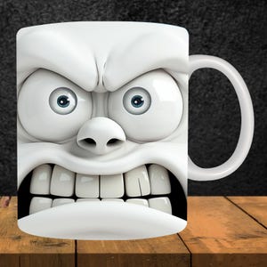 3D Funny Faces Mug Wrap Bundle, 11 Oz & 15 Oz Mug Bundle Sublimation ...