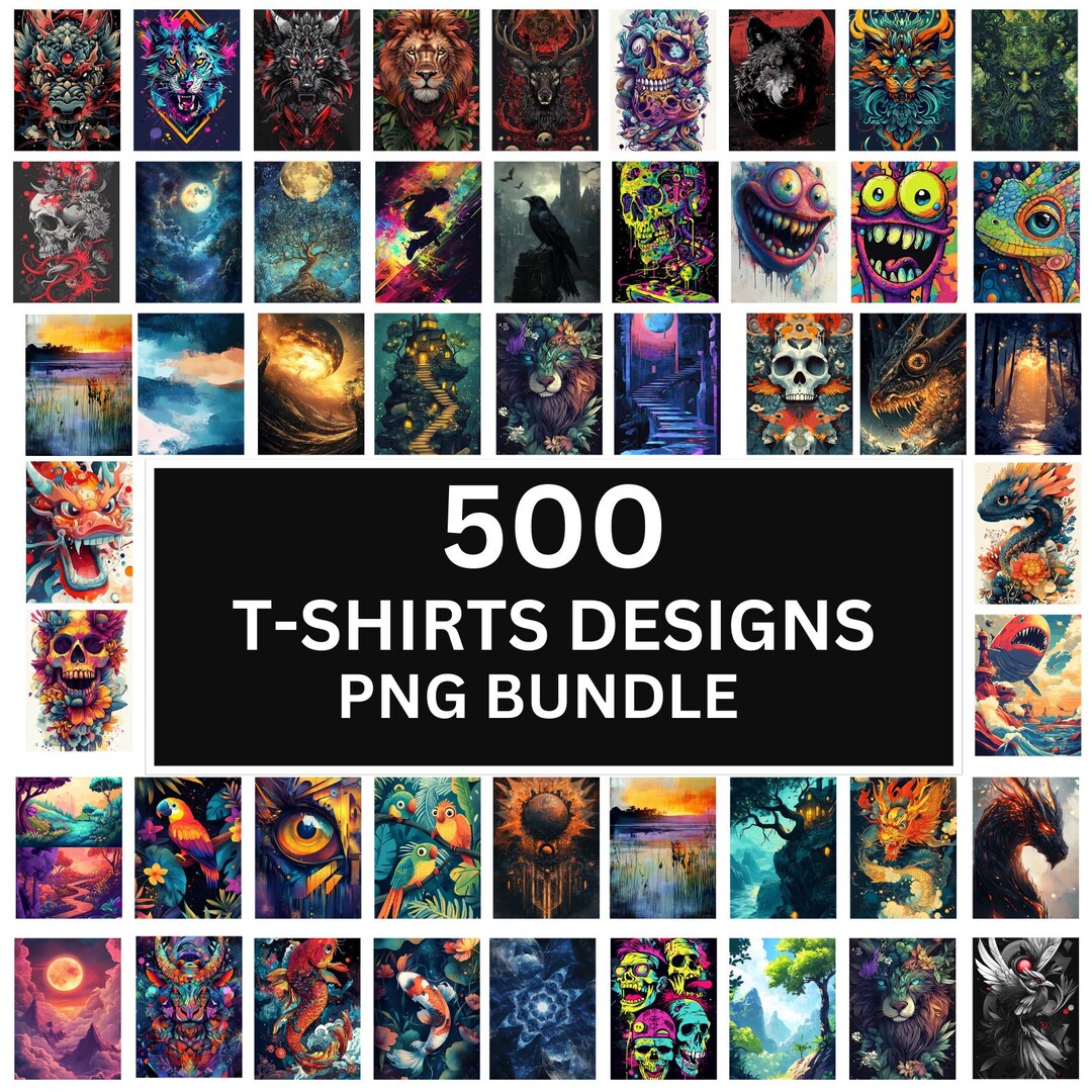 500 T Shirt Designs Bundle, Colorful and Stylish T Shirt Design, Unique ...