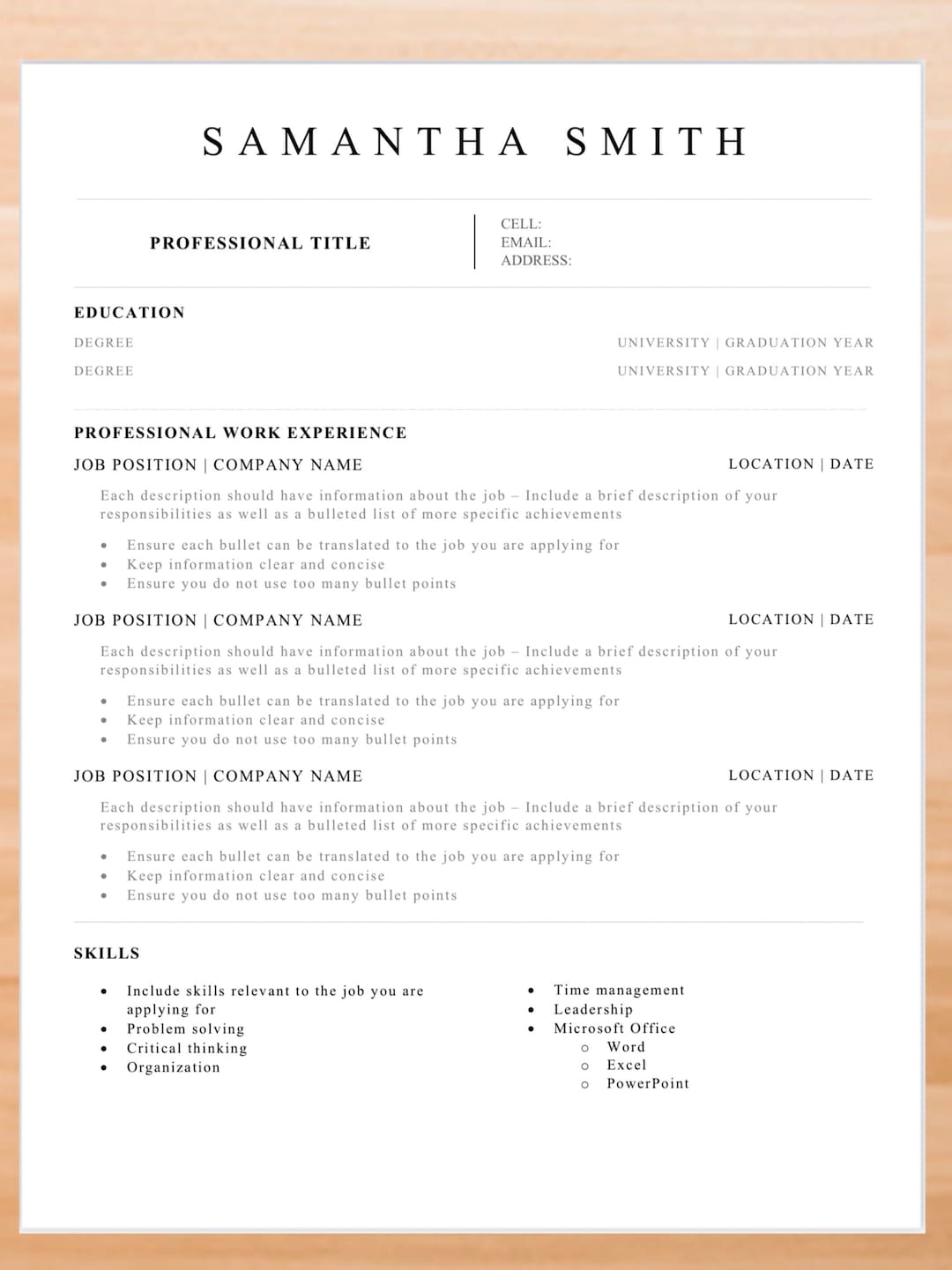 Professional Modern ATS Friendly Resume Template With Reference Page ...