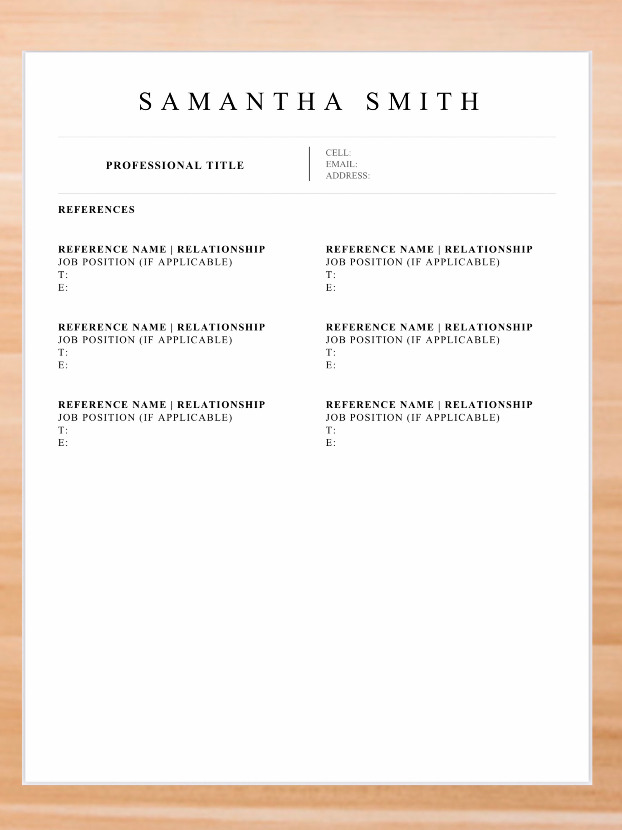 Professional Modern ATS Friendly Resume Template With Reference Page ...